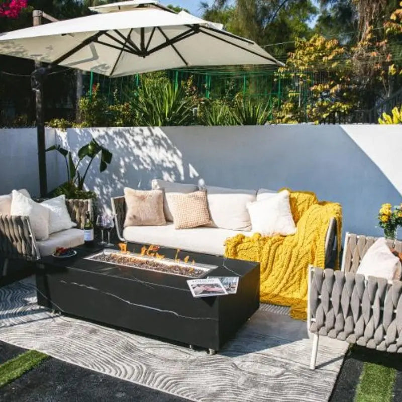Elementi Fire Varna Black Marble Porcelain Fire Pit Table - Alfresco ...