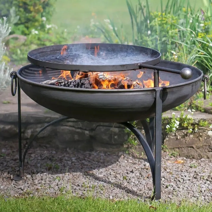 Firepits UK Plain Jane Fire Pit with Swing Arm BBQ Rack - Alfresco ...